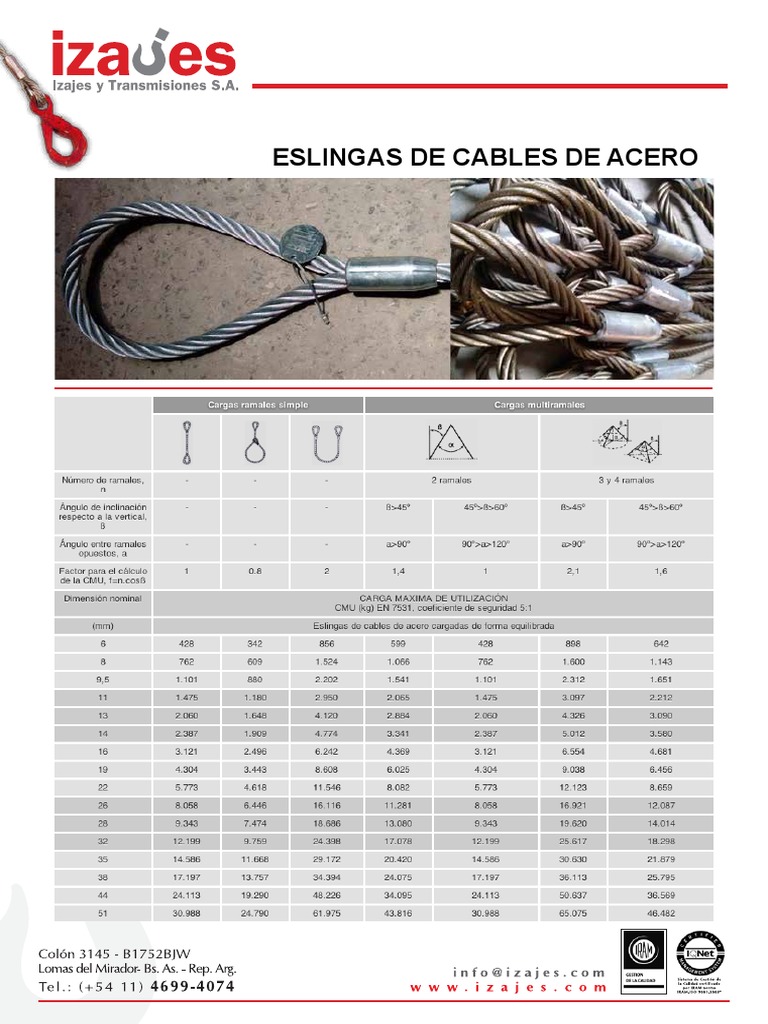 Ficha Tecnica Eslingas de Cables de Acero | PDF | Tecnología