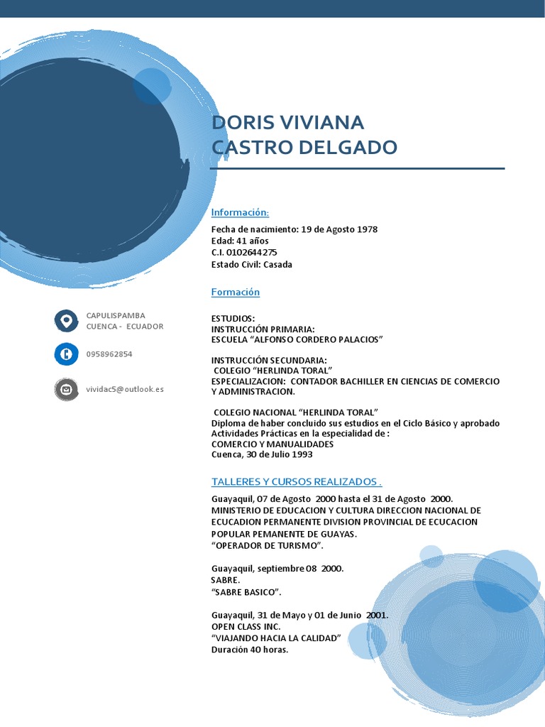DORIS VIVIANA Curriculum | PDF