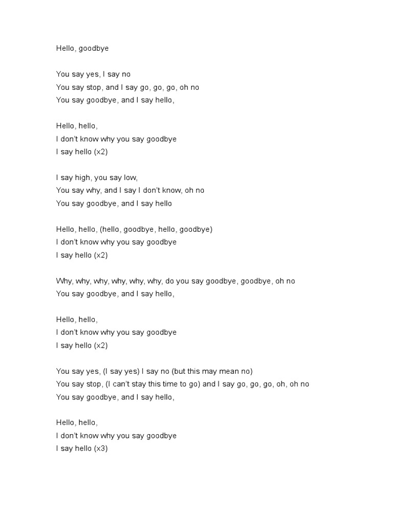 Hello, Goodbye: A Playful Exchange | PDF