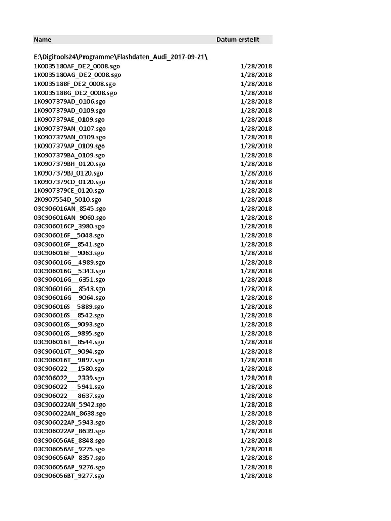 Audi Flash Data File Description | PDF