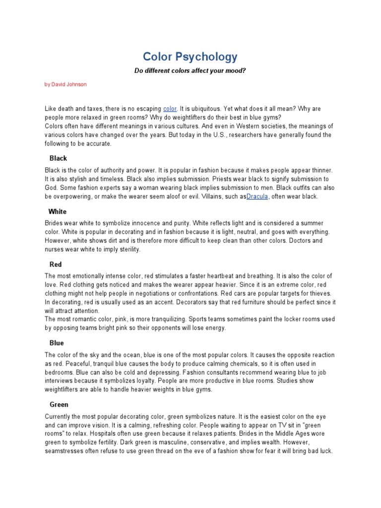 Color Psychology | PDF | White | Color