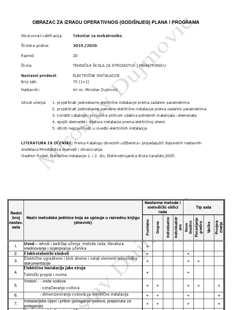 Električne Instalacije Re 2D 2019-2020 PDF | PDF