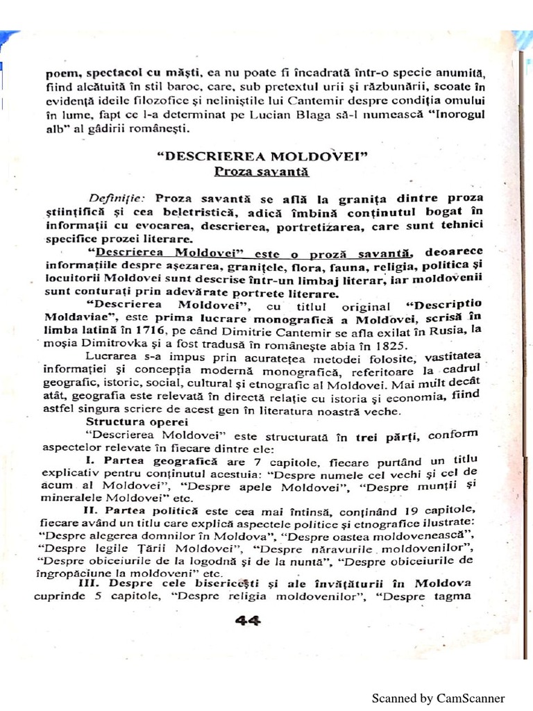 Dimitrie Cantemir Descrierea Moldovei | PDF