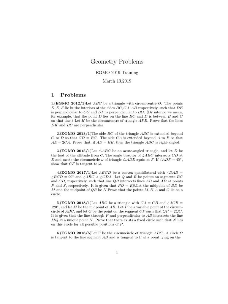 EGMO 2019 Training | PDF