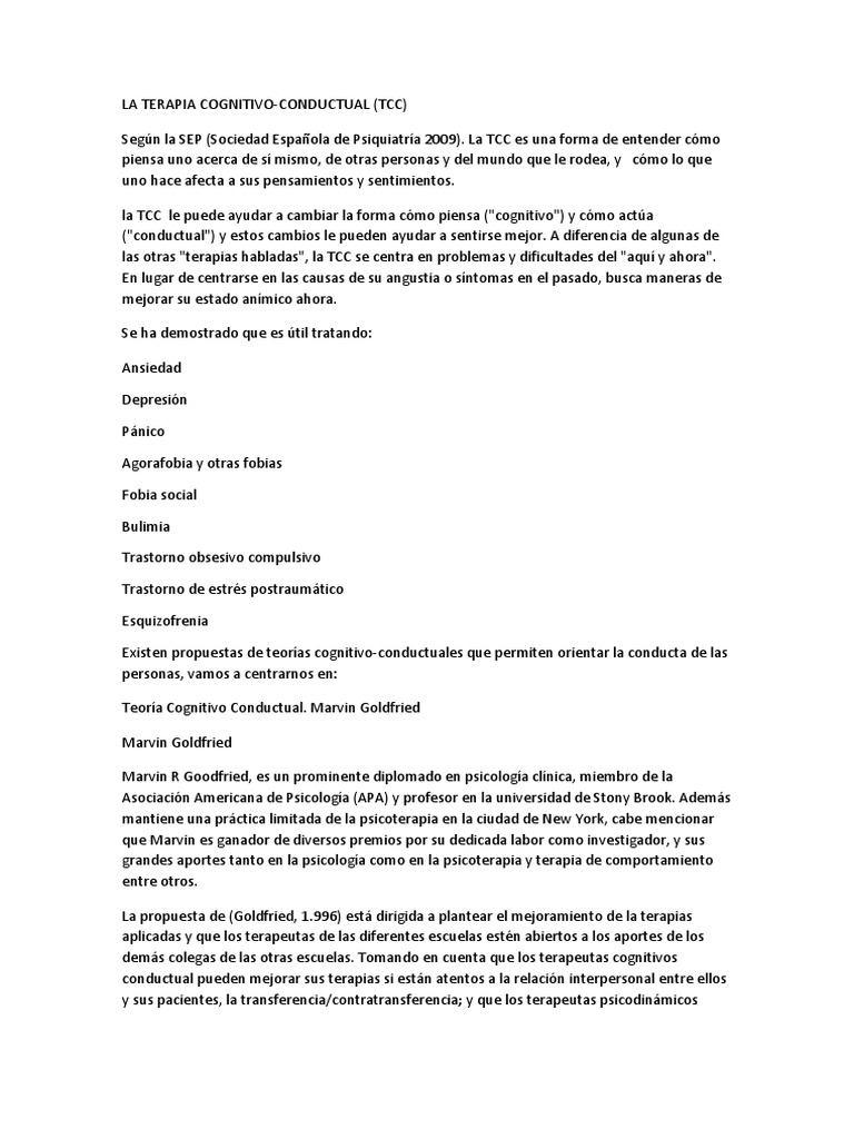 Teoría de TCC según Marvin Goldfried | PDF