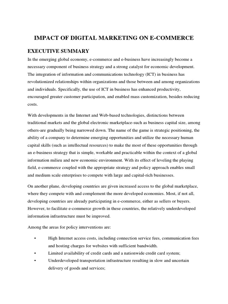 Impact of Digital Marketing On E-Commerce - Questionnaire Pending | PDF