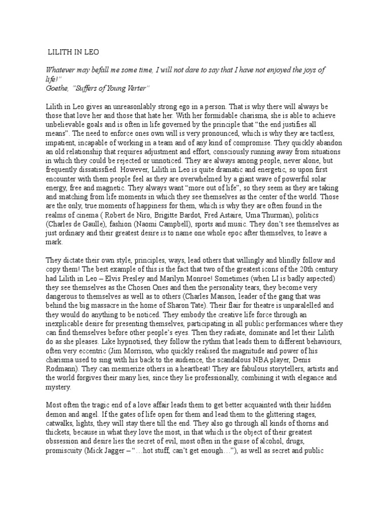 Lilith in Leo | PDF