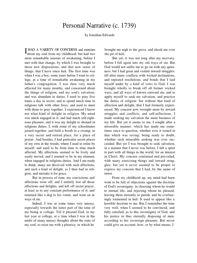 Jonathan Edwards - Personal Narrative | PDF