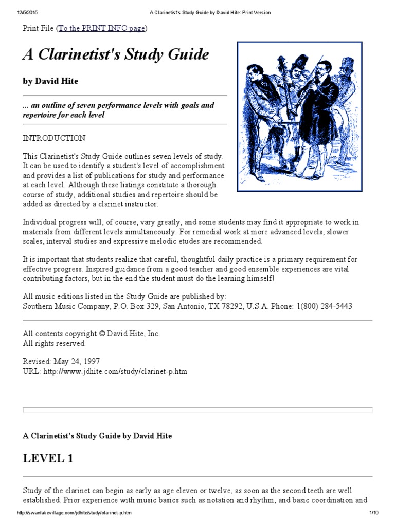 A Clarinetist's Study Guide by David Hite | PDF | Language Arts ...