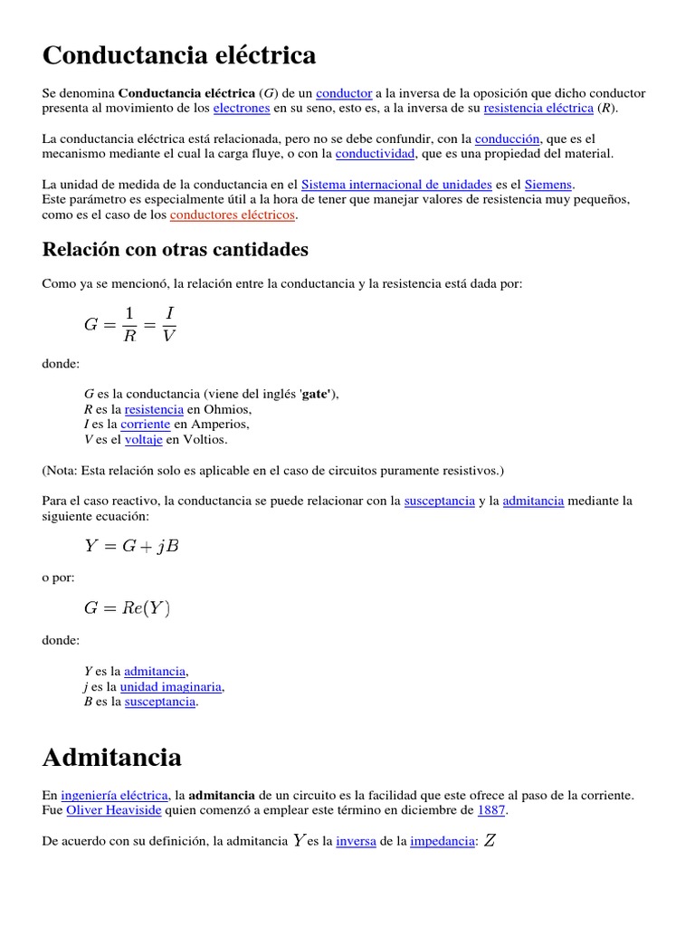Conductancia Eléctrica | PDF