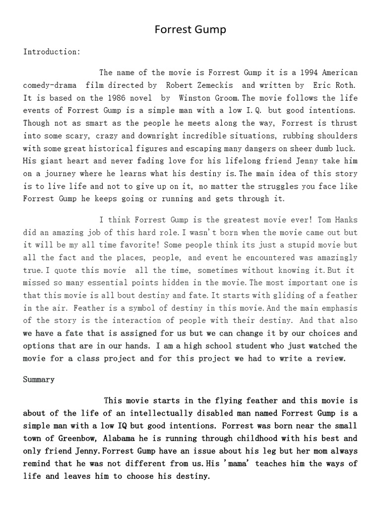 Forrest Gump Reaction Paper | PDF