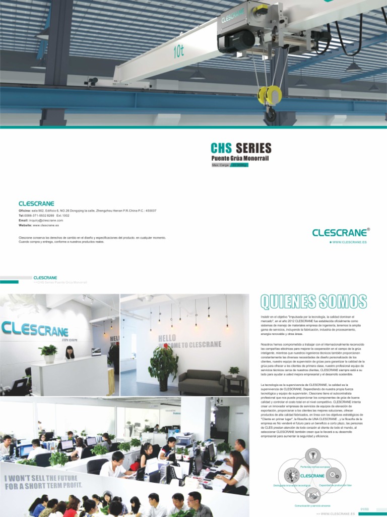 Clescrane Brochure Chs Series Single Girder Overhead Crane Es | PDF
