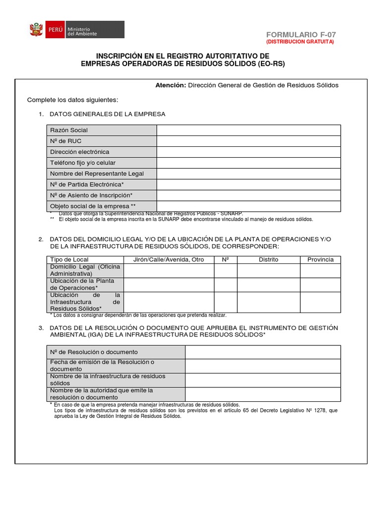 Formulario F 07 | PDF