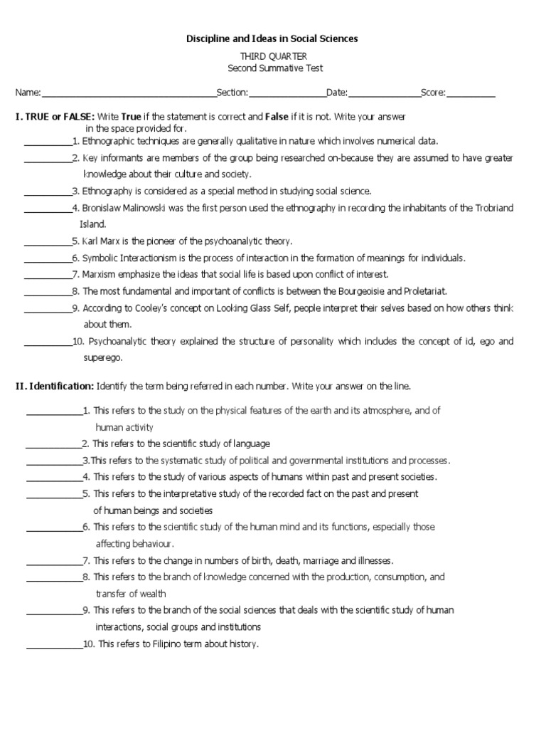 DISS 2nd Summative Test | PDF