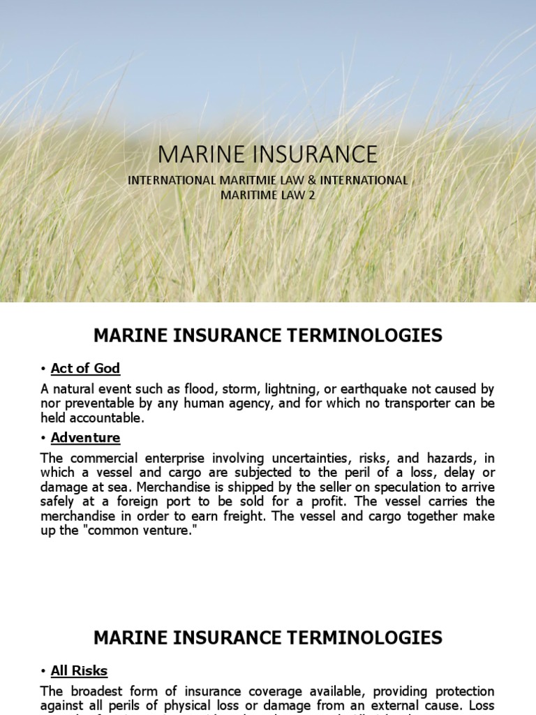 Marine Insurance | PDF