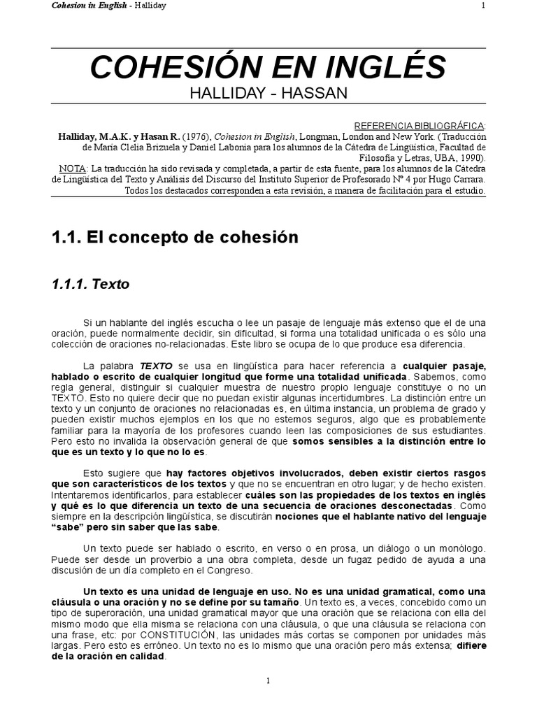 Cohesion in English | PDF