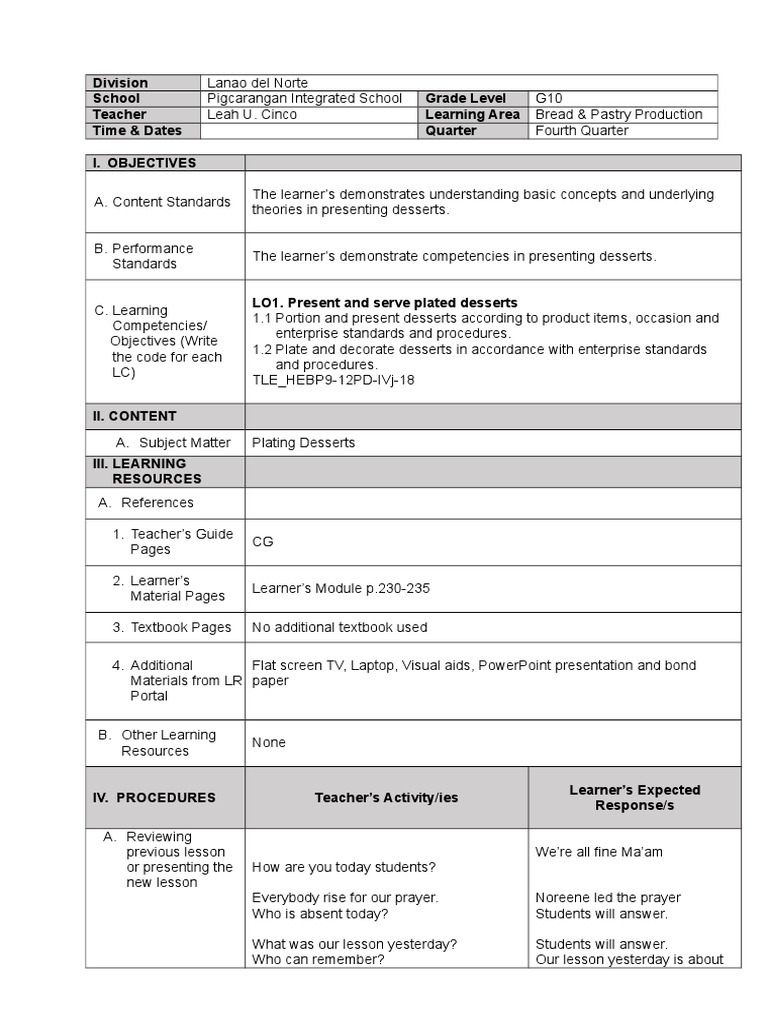 Dlp-Tle 10 Class Observation | PDF