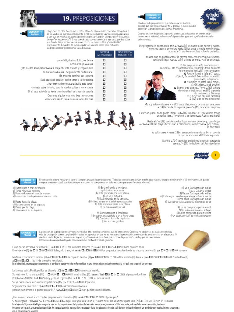 19 Preposiciones Soluciones PDF | PDF
