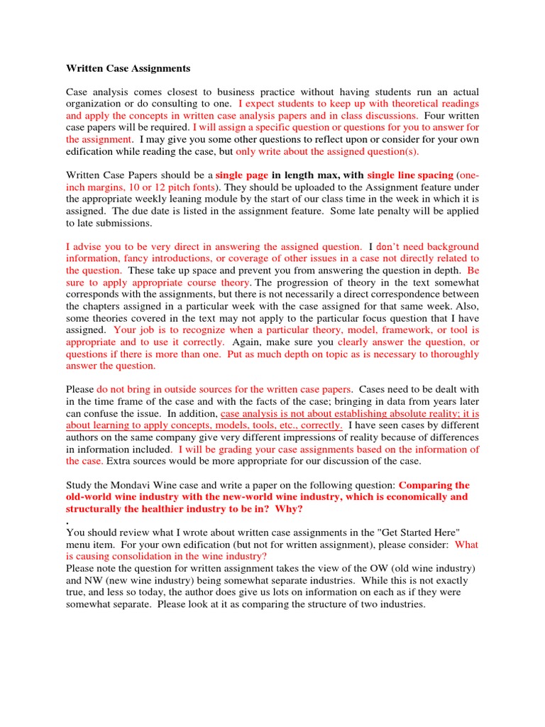 Written Case Assignments | PDF