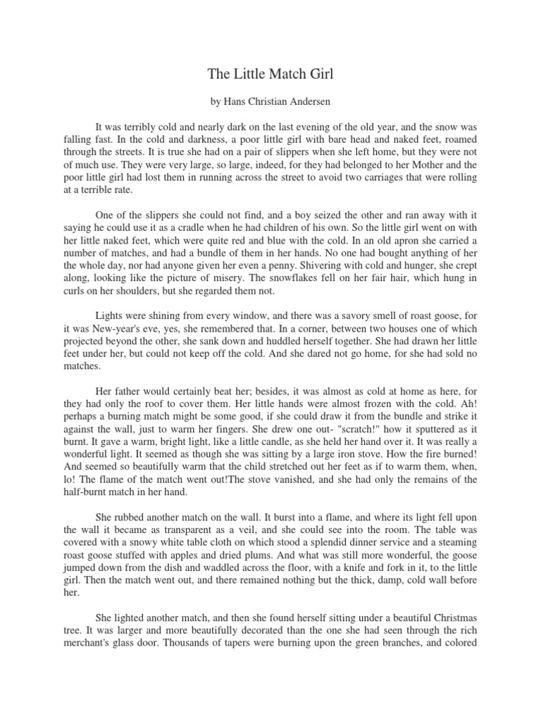 The Little Match Girl: A Tragic Tale | PDF | General Fiction