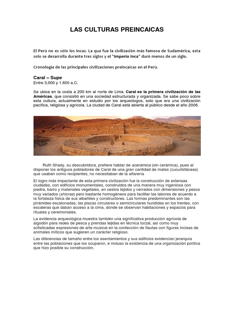Las Culturas Preincaicas | PDF