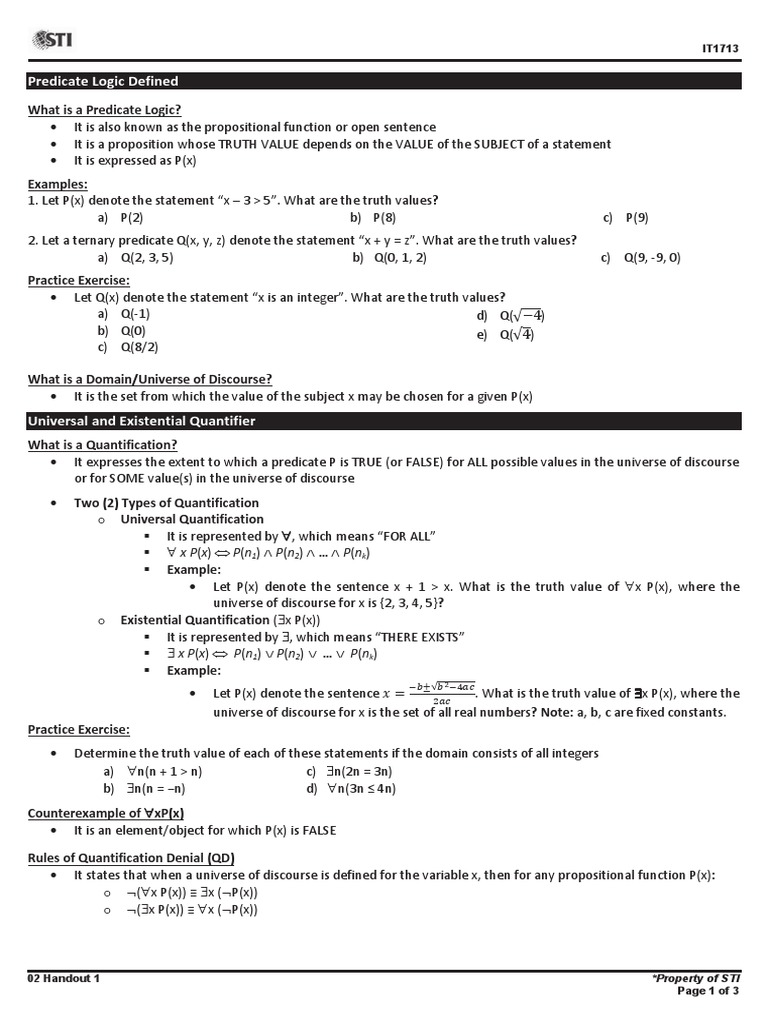 Predicate Logic PDF | PDF