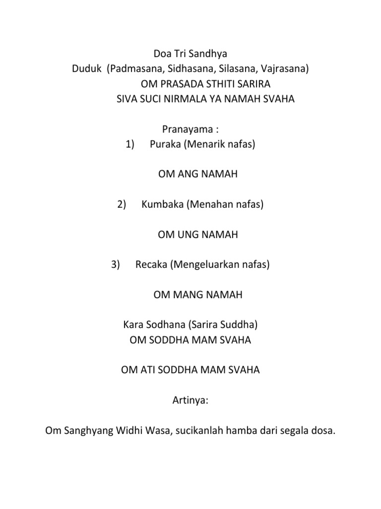 Doa Tri Sandhya | PDF