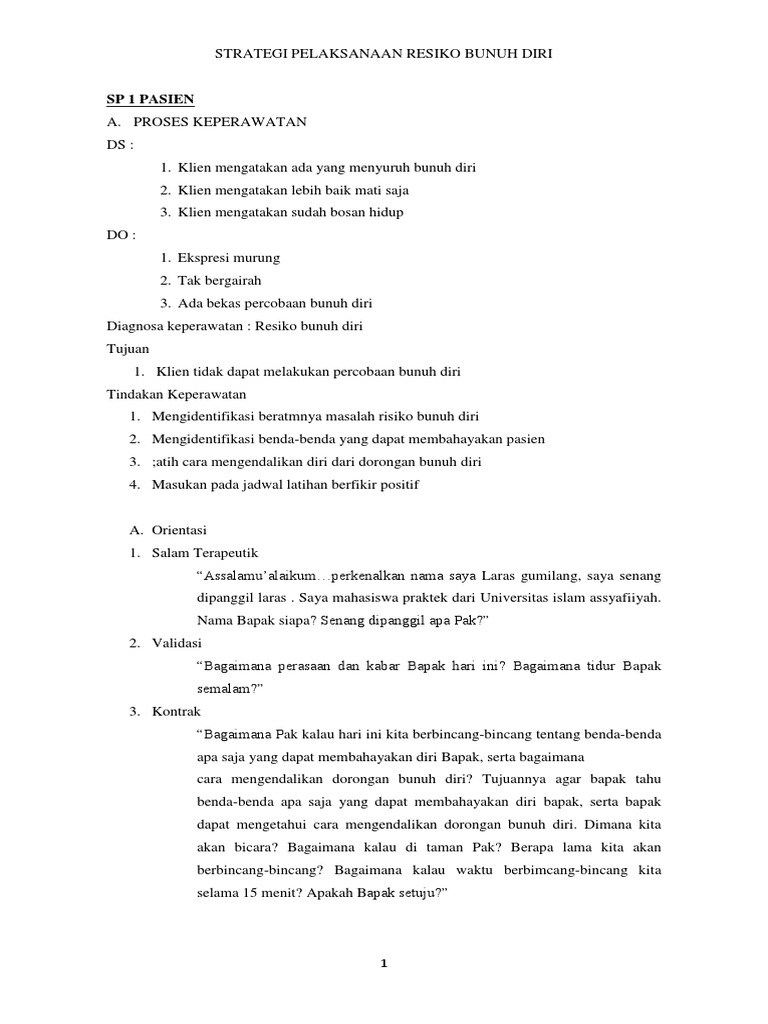 SP Jiwa Pasien Dan Keluarga (RBD) | PDF