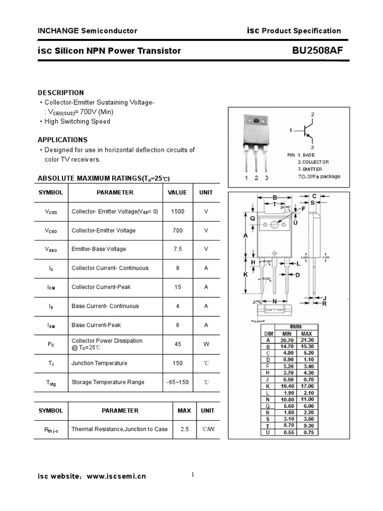 Power Transistor for TV Circuits | PDF | Bipolar Junction Transistor ...