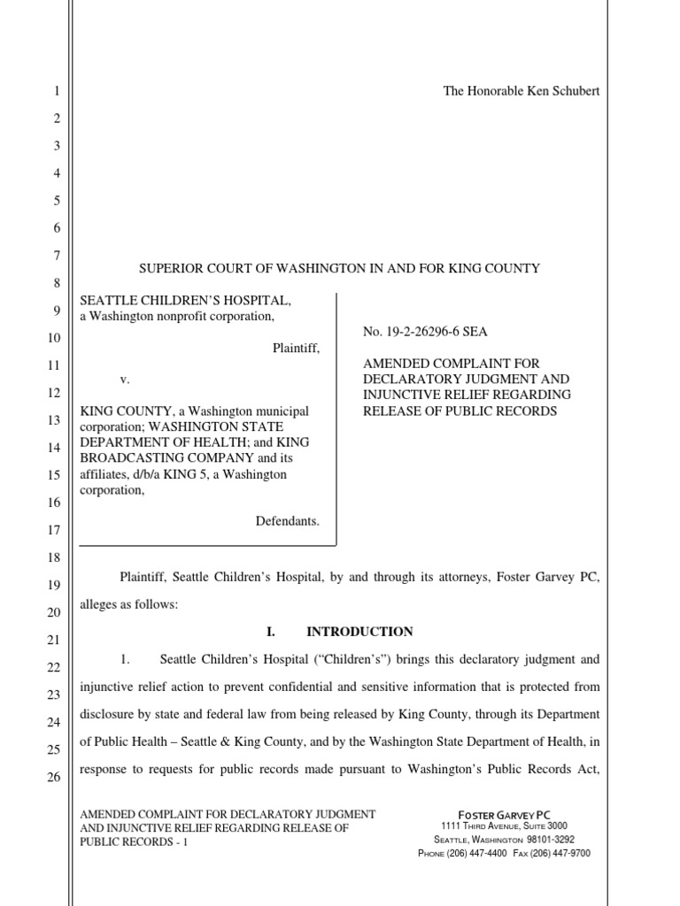 2020-02-14 SCH Amended Complaint | Discovery (Law) | Complaint