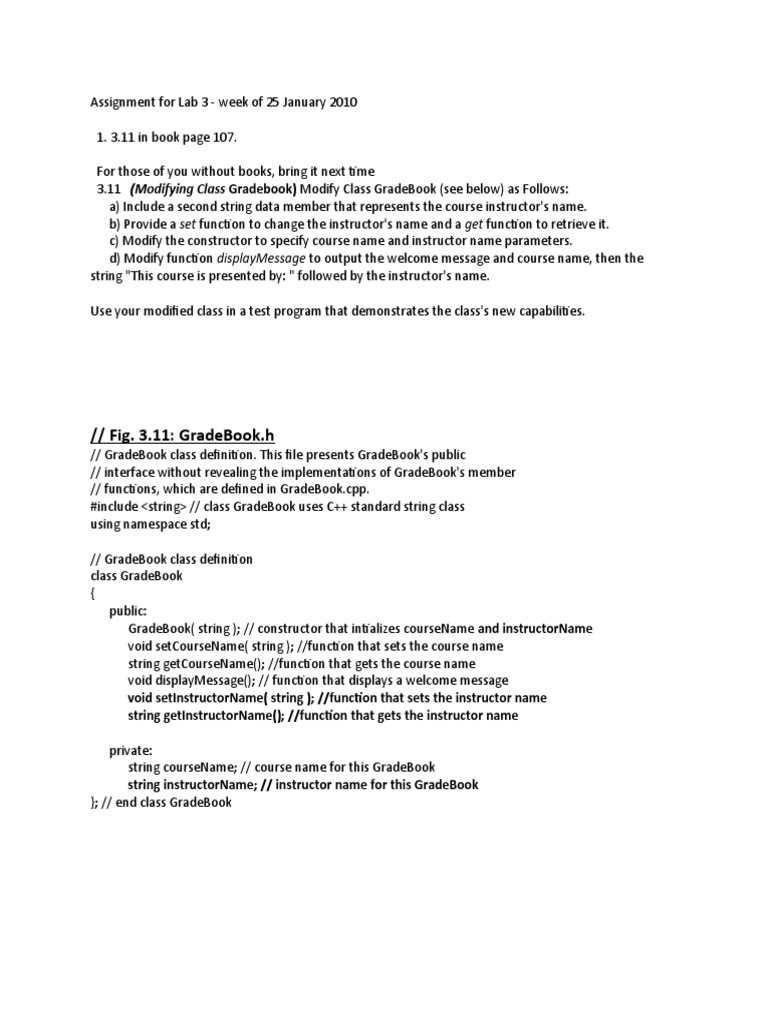 Assignment For Lab 3 | PDF | Class (Computer Programming) | Subroutine