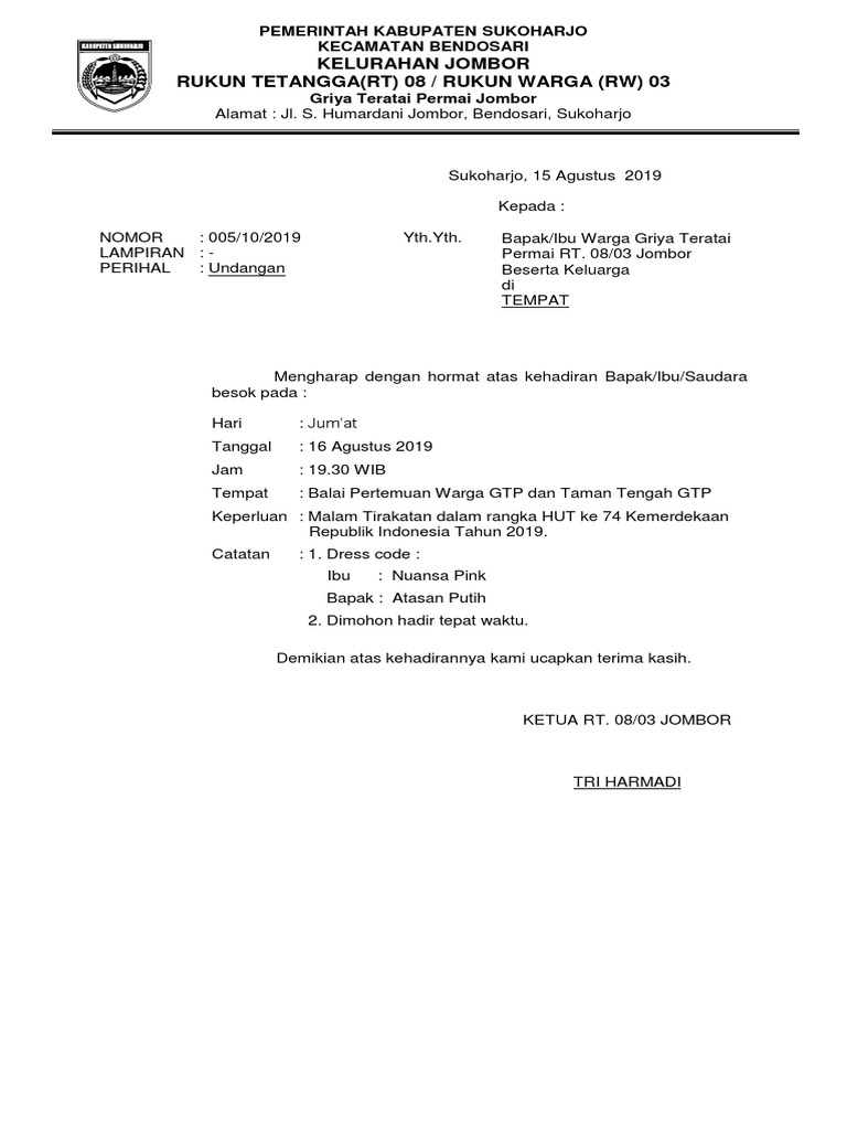 Undangan RT | PDF