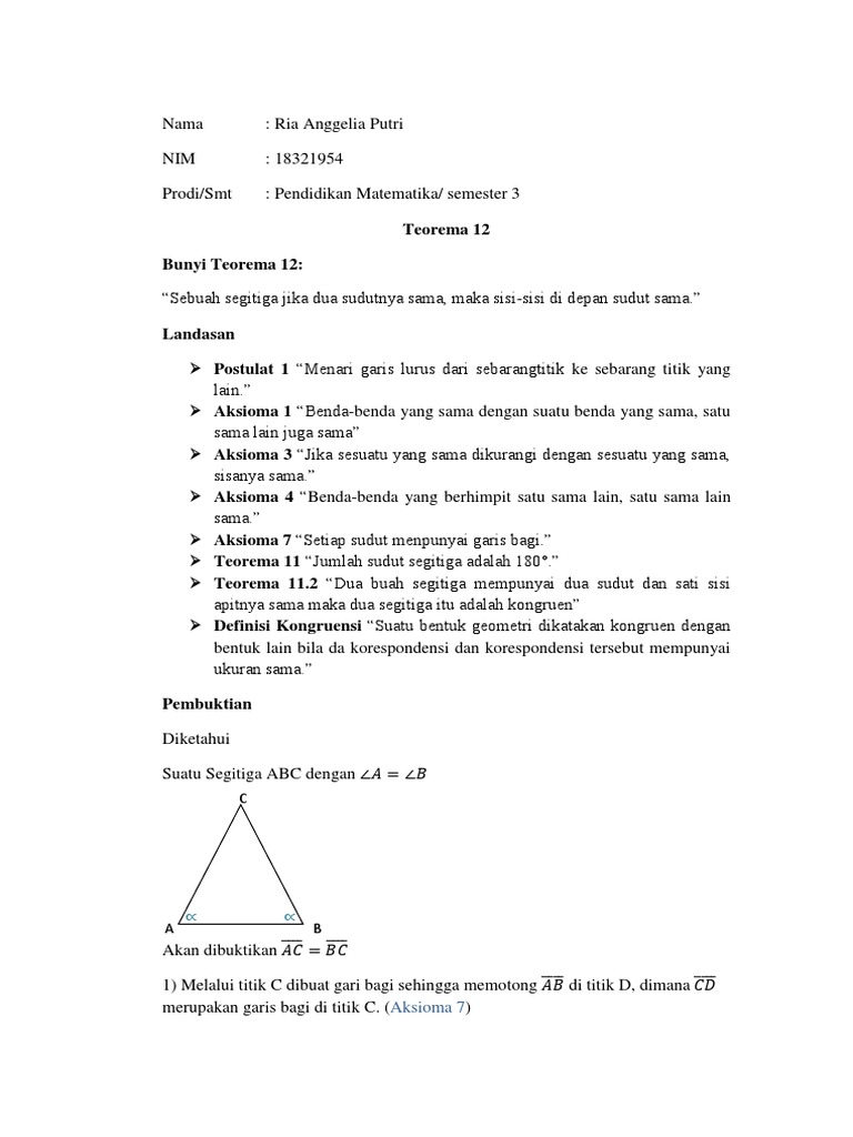 Geometri Euclid Teorema 11 Dan Contoh Soal | PDF
