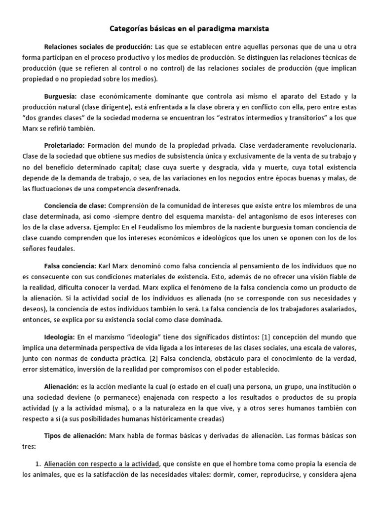 Categorías Básicas en El Paradigma Marxista | PDF | La teoría de la ...