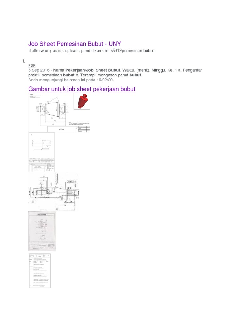 Job Sheet Pemesinan Bubut | PDF