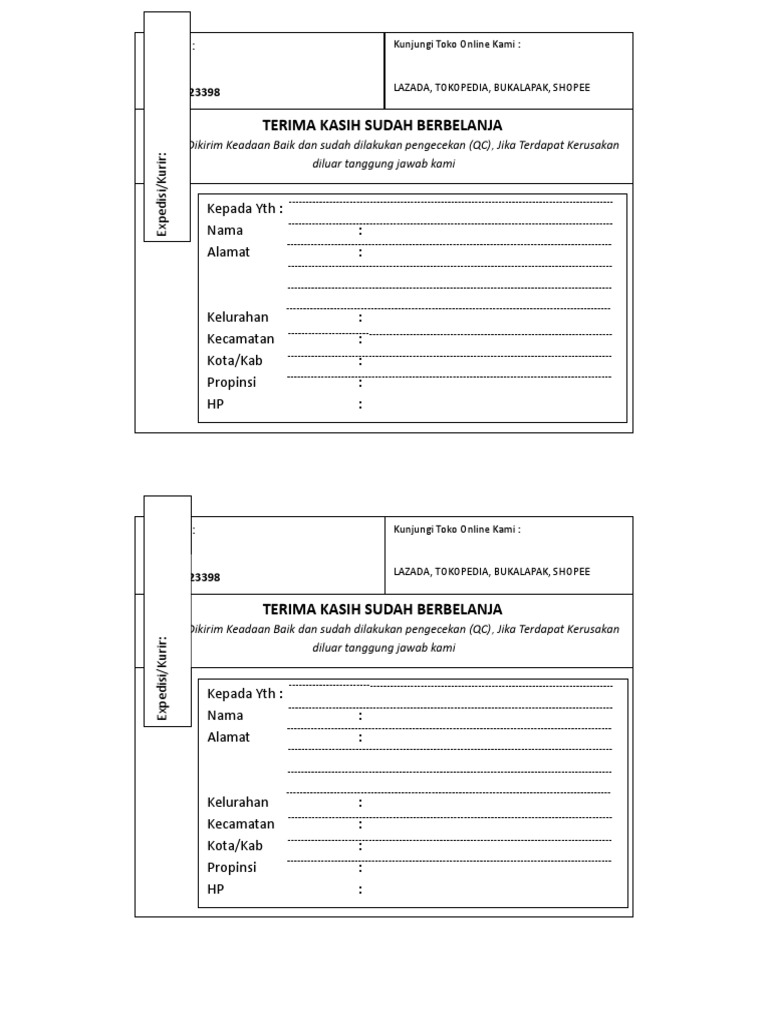 File Download Contoh Label Alamat Paket Online Tanpa Mail Merge Dengan ...