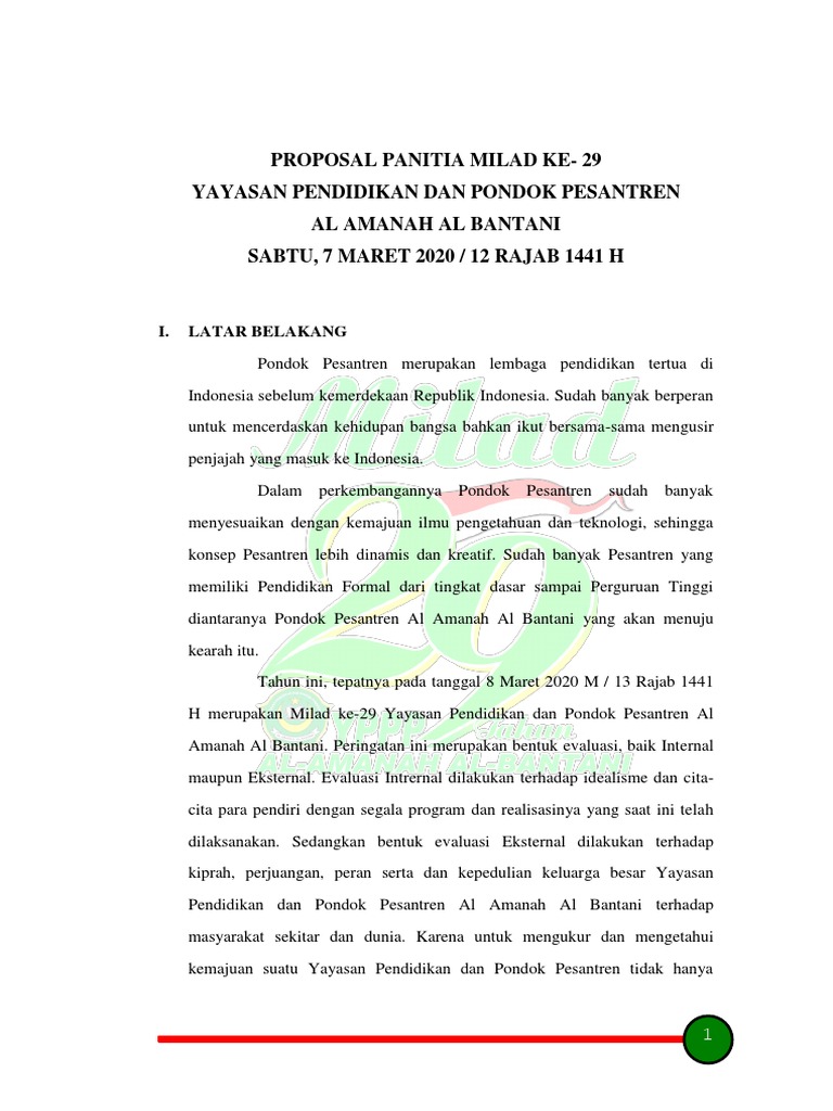 Proposal Milad Ke Yayasan | PDF
