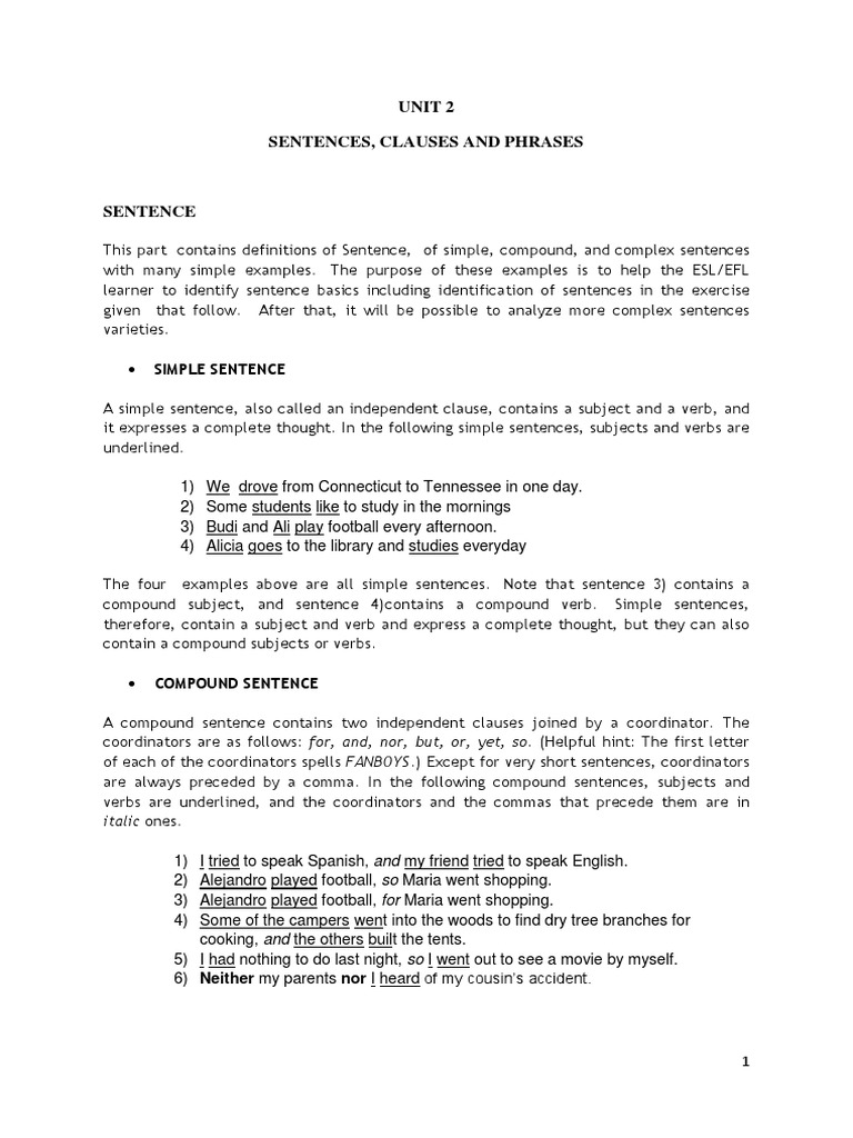 Understanding Sentences and Clauses | PDF | Adverb | Verb