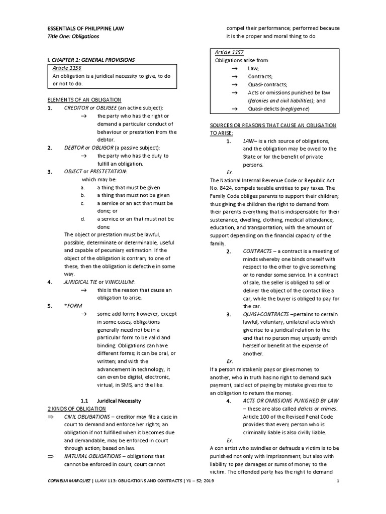 ObliCon Notes | PDF | Law Of Obligations | Negligence