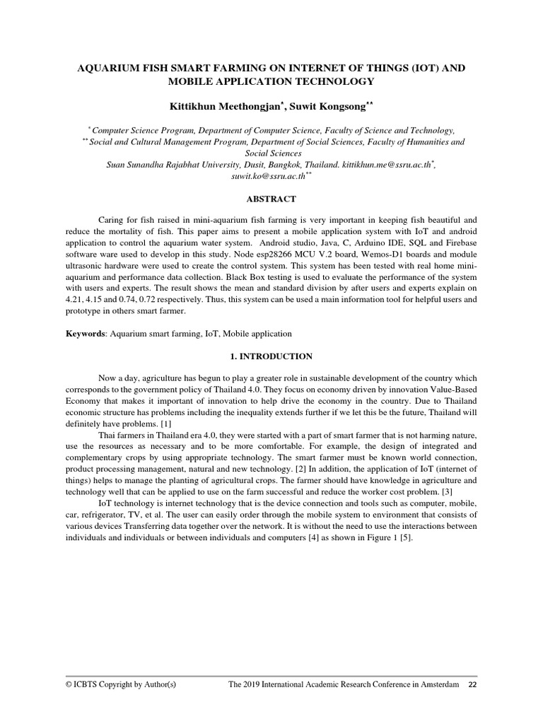 Aquarium Fish Smart Farming On Internet of Things (Iot) and Mobile ...