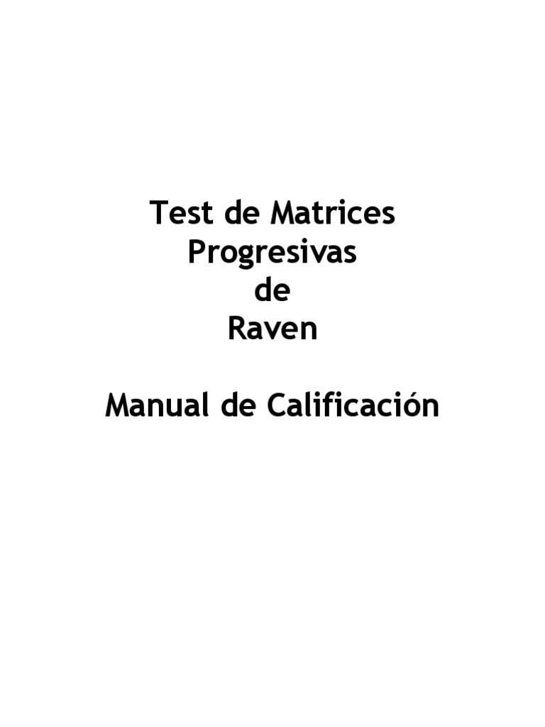 TEST de Matrices Progresivas Raven Manual de Calificacion Completo ...