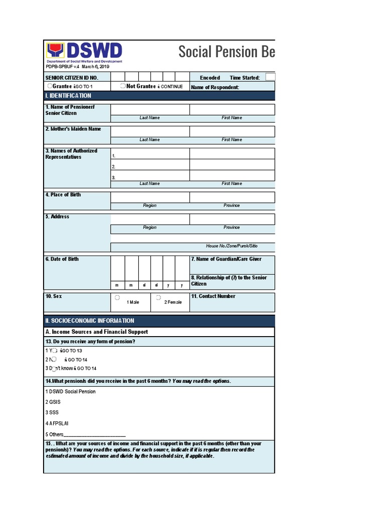 Social Pension Beneficiary Update Form | PDF | Family | Disability