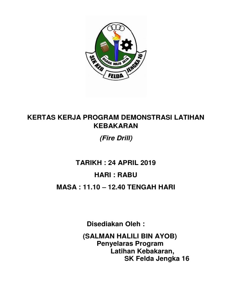 Kertas Kerja Latihan Kebakaran Fire Drill (Fasa 1) | PDF