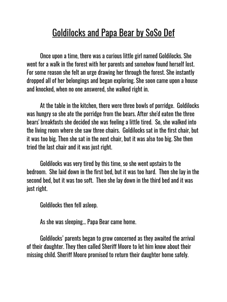 Forensic Science FairyTale Story | PDF | Goldilocks And The Three Bears