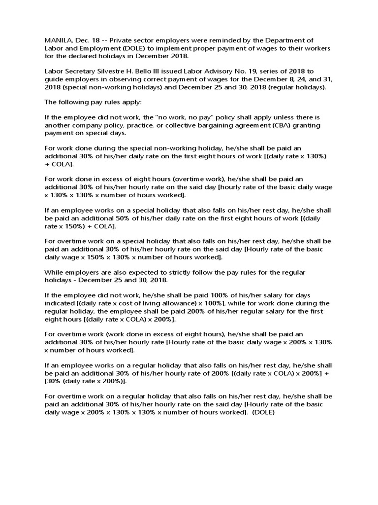 Overtime Pay-DOLE | PDF | Overtime | Employment
