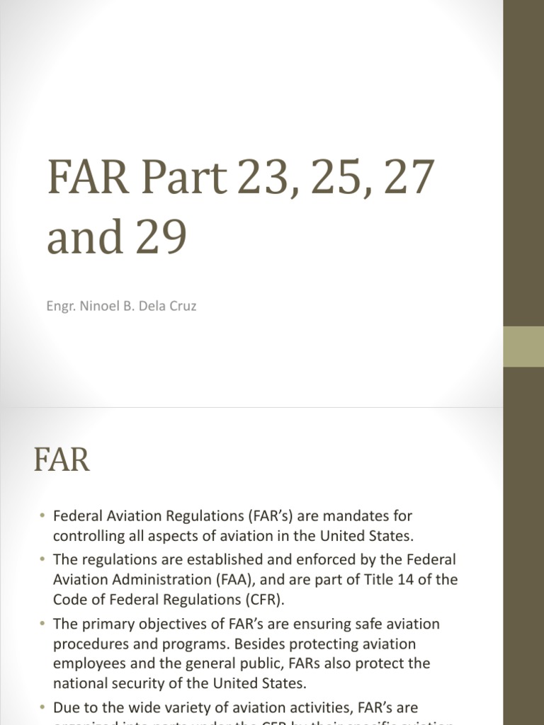 FAR Parts 23, 25, 27 and 29 for Airworthiness Standards | PDF | Federal ...