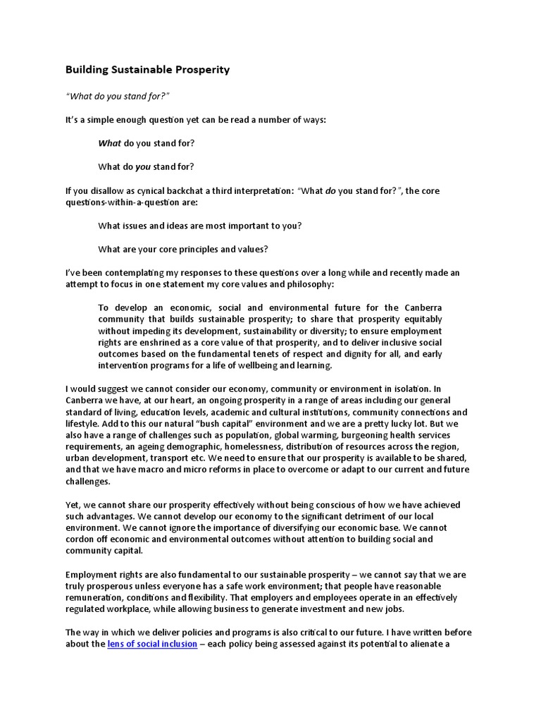 Building Sustainable Prosperity | PDF | Sustainability | Employment