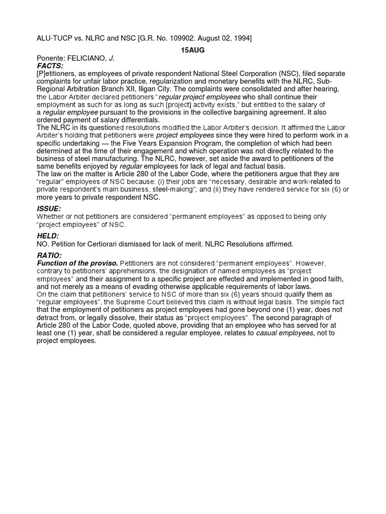 33 - ALU - TUCP Vs NLRC | PDF | United States Labor Law | Arbitration