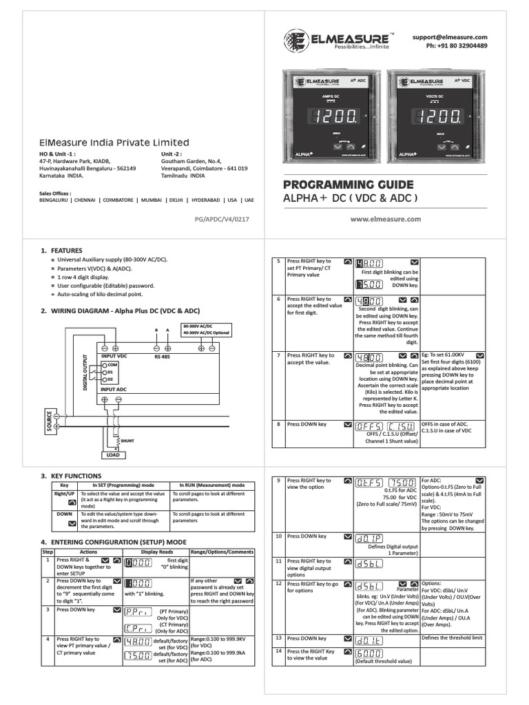 Elmeasure Basic Meter Alphadc Programming Guide PDF | PDF | Parameter (Computer Programming ...