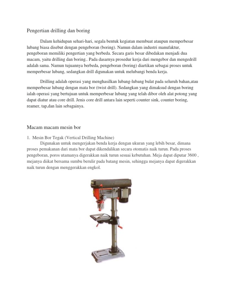 Pengertian Drilling Dan Boring | PDF